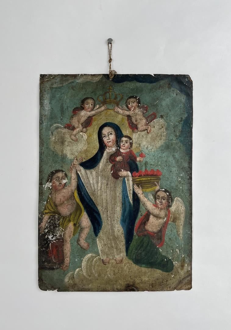 Antique Mexican Folk Art Retablo Painting