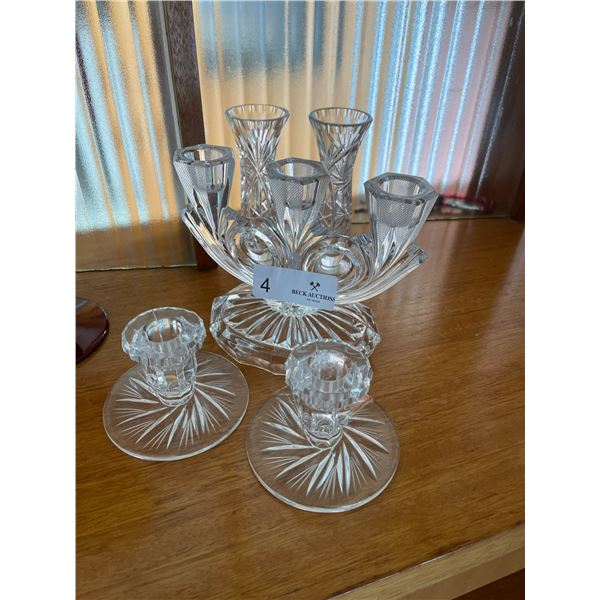 Pinwheel Crystal Candle Holders Beck Auctions Inc