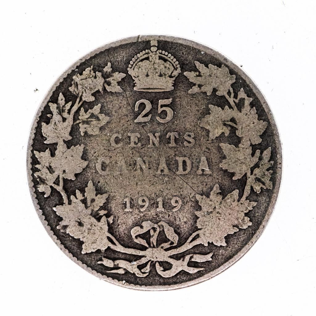 Canada 1919 Silver 25 Cents