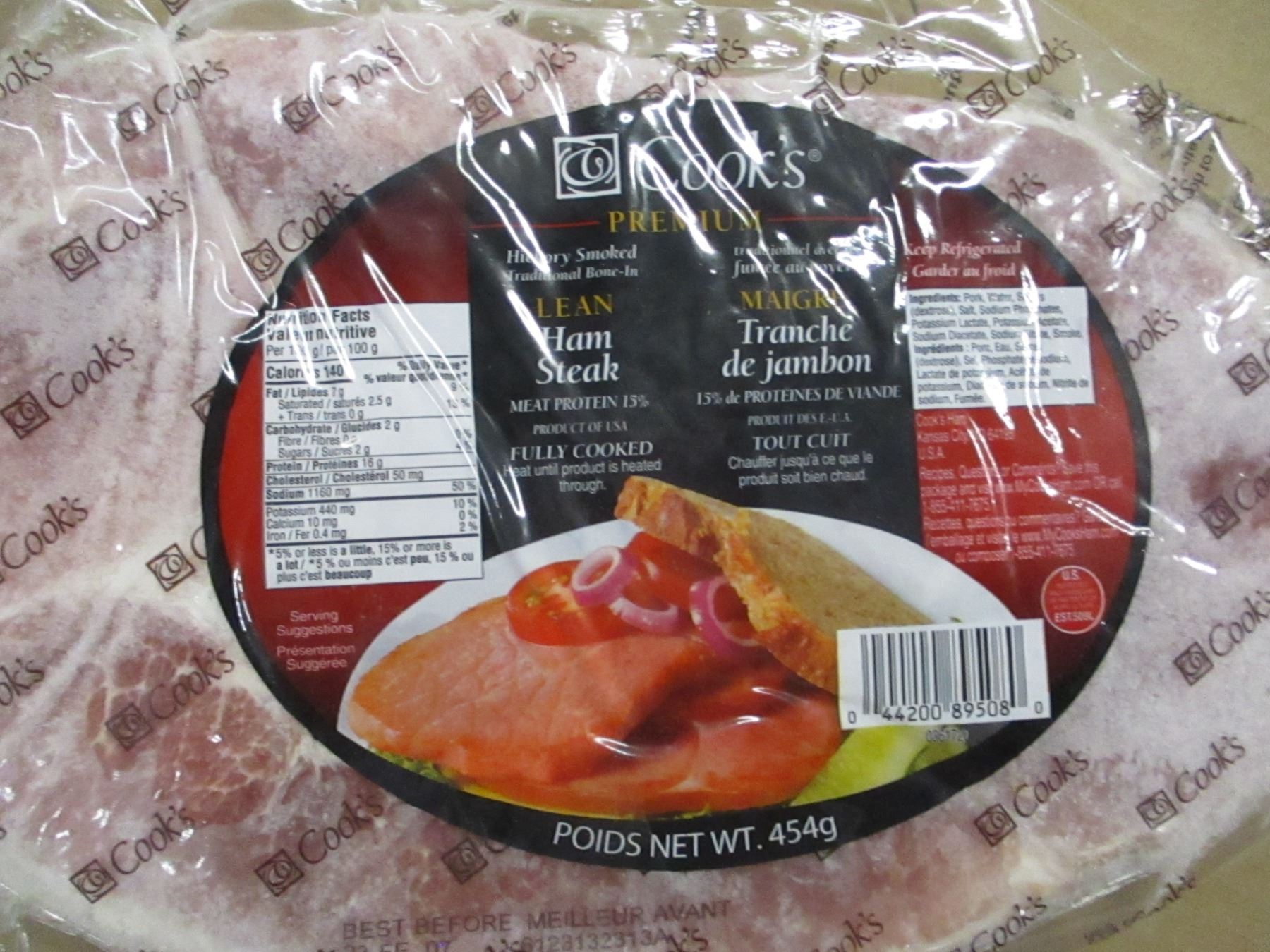 LEAN HAM STEAK BONE IN (454G)