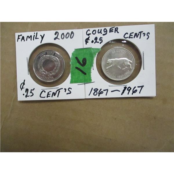 2000 CANADA FAMILY QUARTER & CANADA CENTENNIAL QUARTER