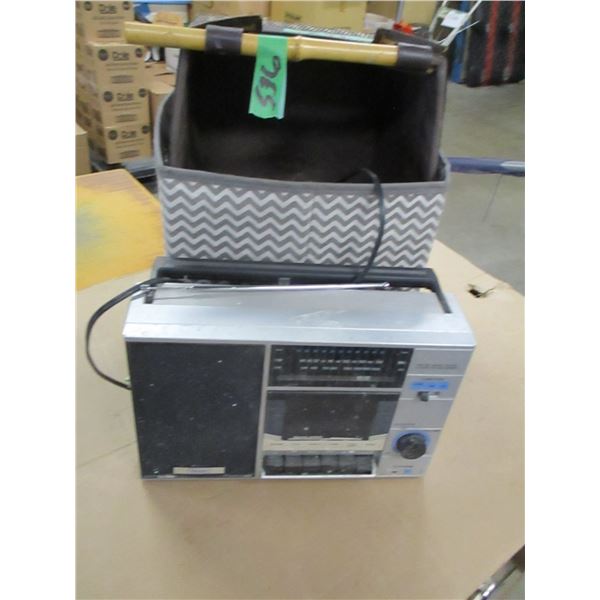2 STORAGE BINS, RADIO/CASSETTE PLAYER