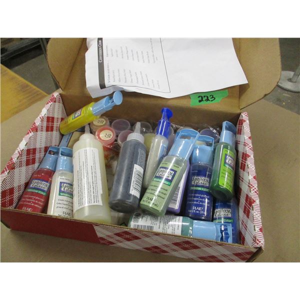 BOX C/W ASSORTED CRAFT PAINTS