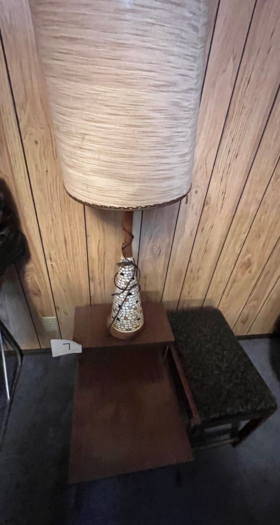 Lamp, side table & foot stool