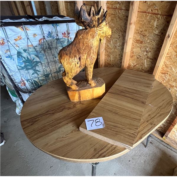 Table & leaf, moose carving