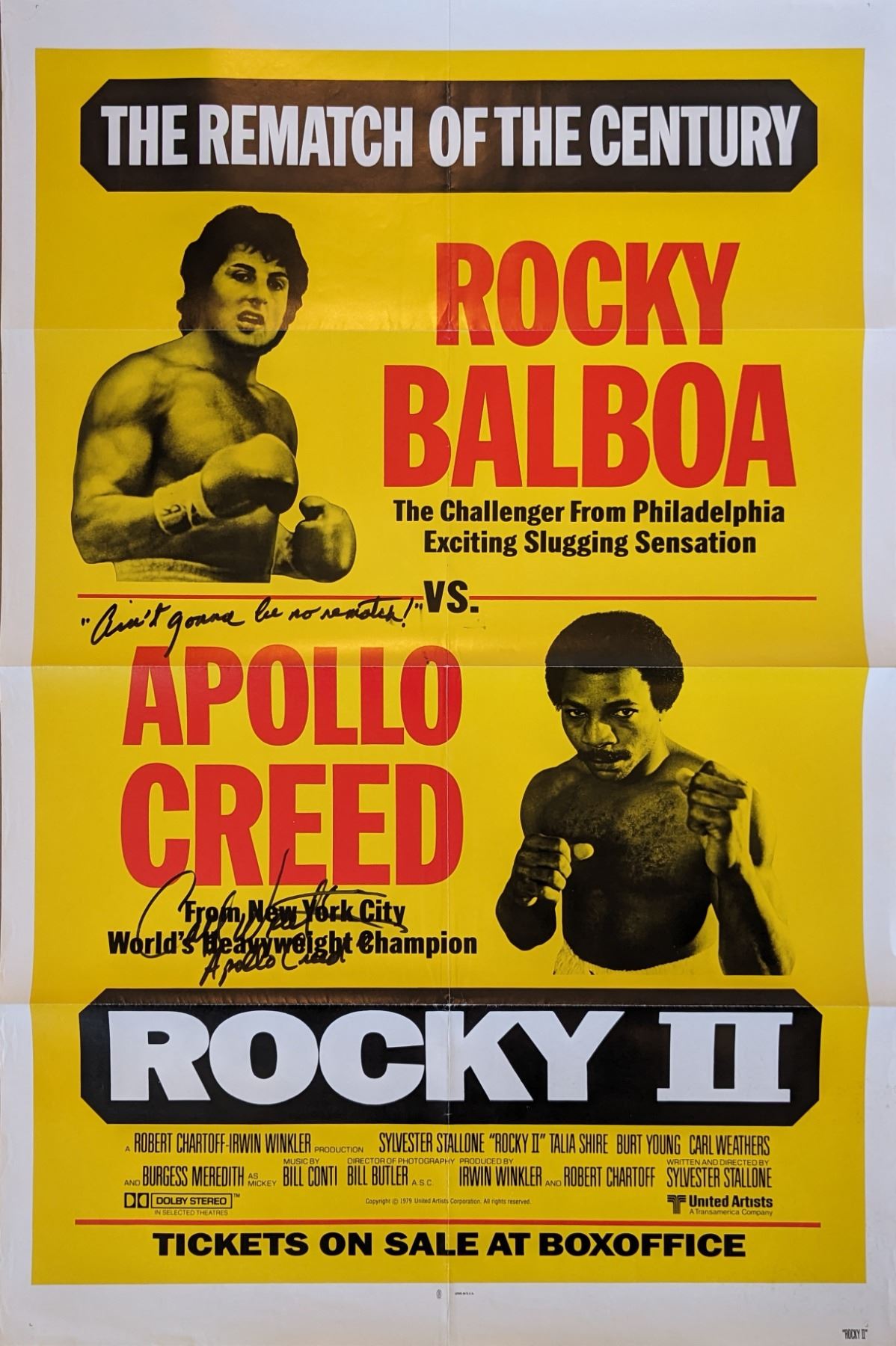 Signed “Rocky II” Original “Rematch Of The Century” Film Poster