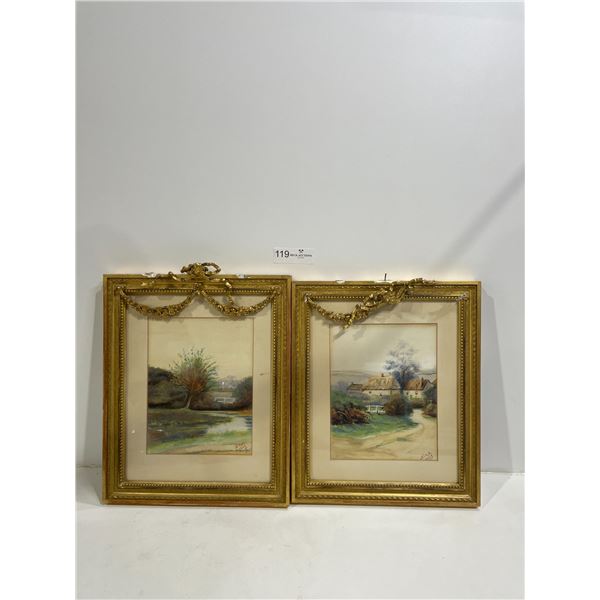 Ornate Golden Framed Watercolor Beck Auctions Inc