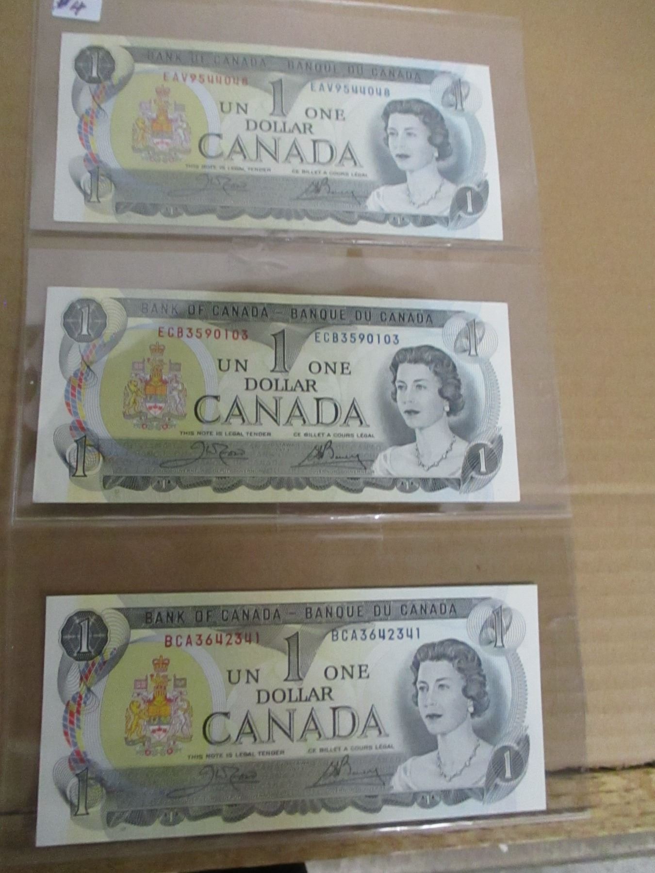 1973 STOCK SHEET LAST OF CANADA UNCIRCULATED $1 BILLS