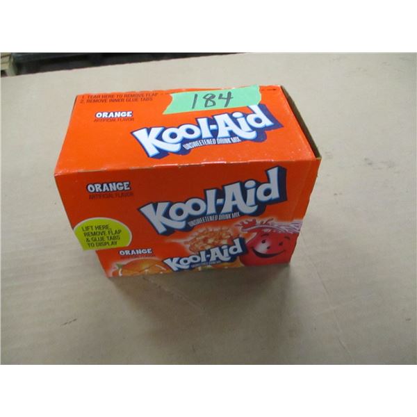 NEW: BOX C/W ORANGE KOOL AID PACKAGES