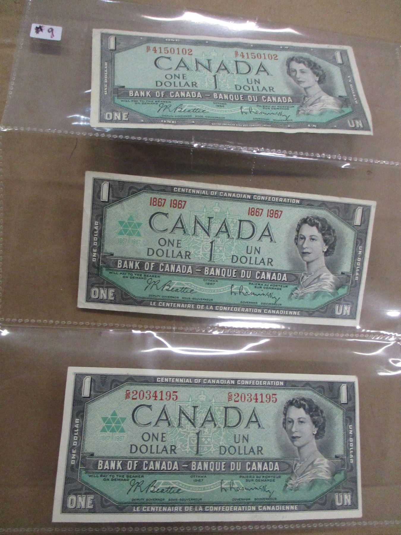 1954, 1967 NO SERIAL NUMBER & 1967 SERIAL NUMBER LAST OF CANADA QUEEN ...