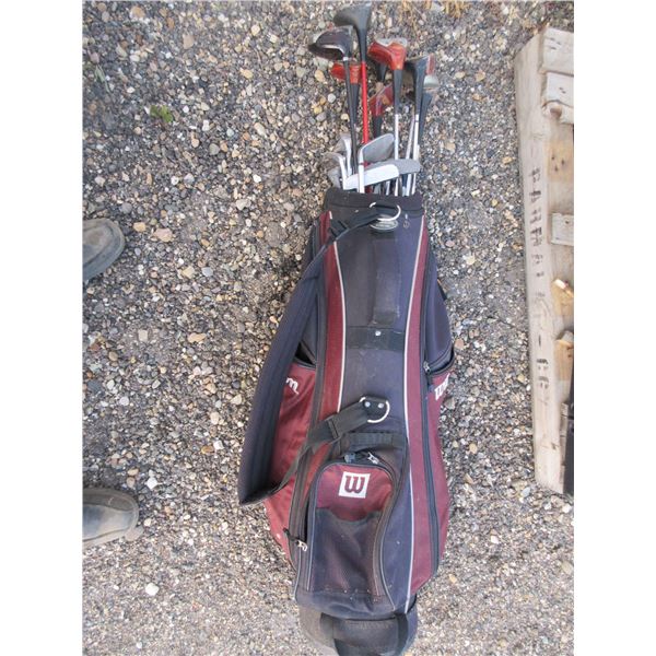 WILSON GOLF BAG & ASSORTED LEFT/RIGHT CLUBS