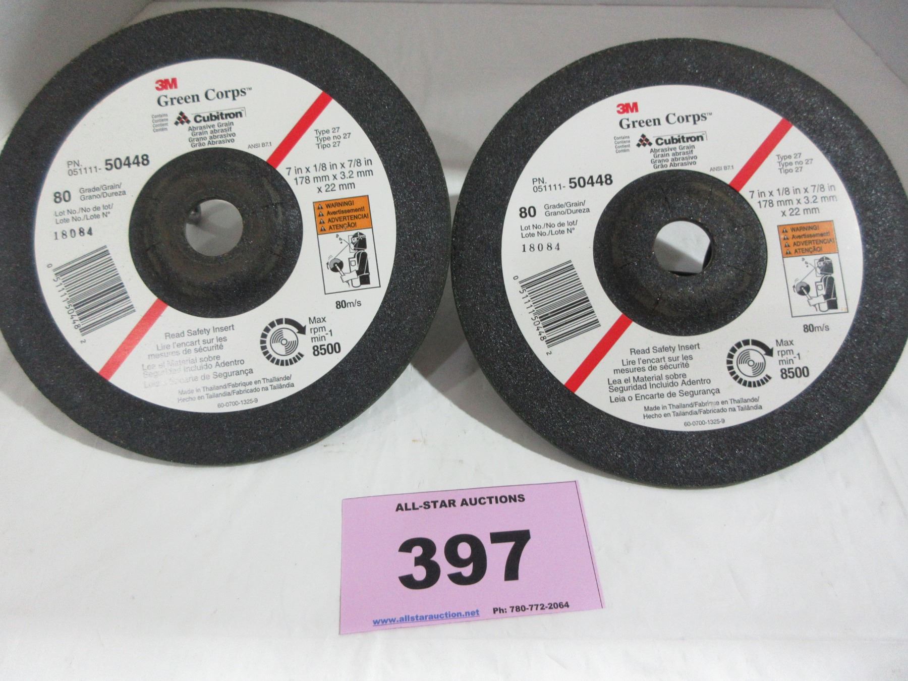 NEW: 3M GREEN CORPS 80 GRAIN CUTTING DISCS (2)