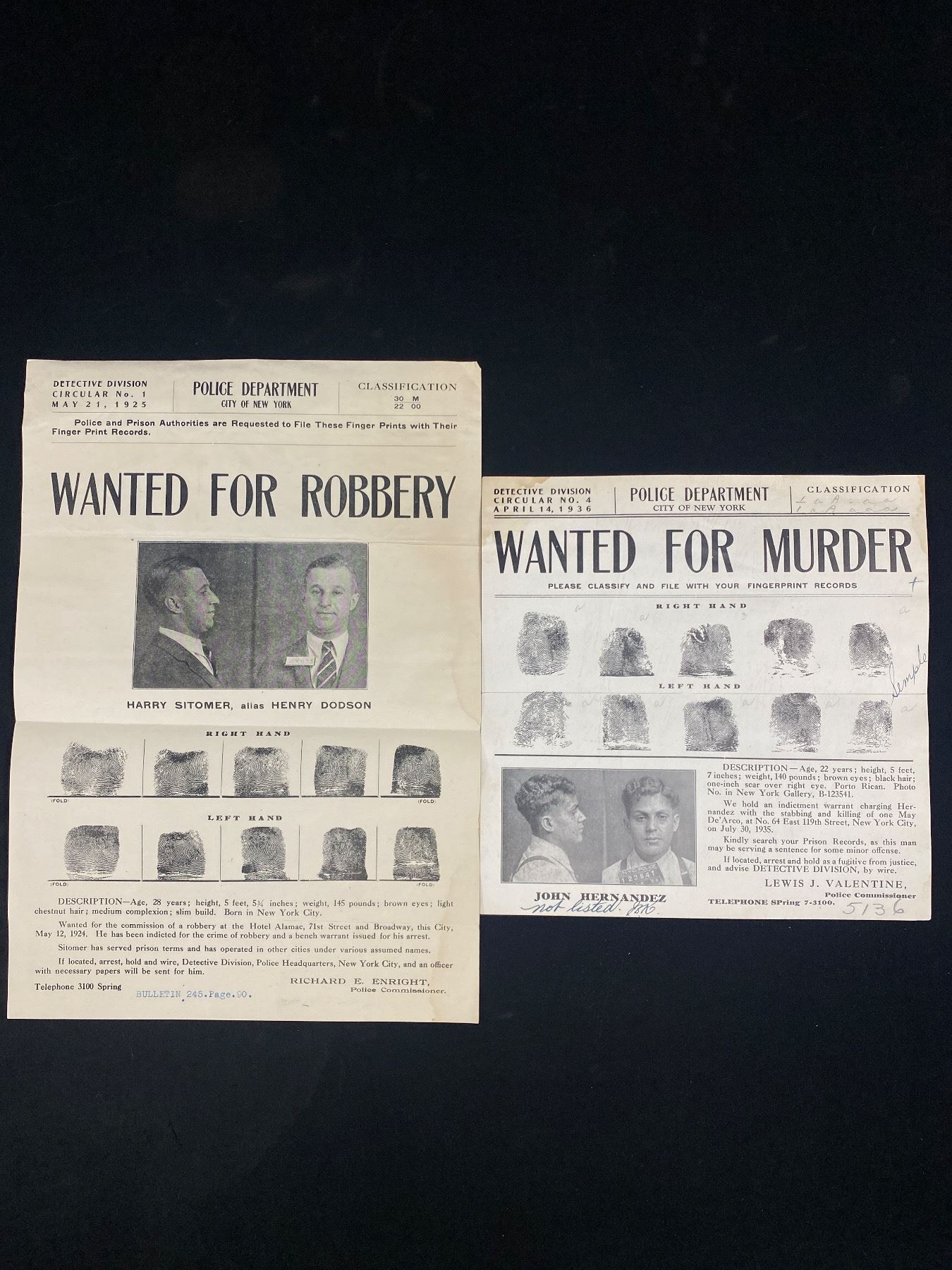 Vintage New York Police Department Wanted Poster On Board, In Bag