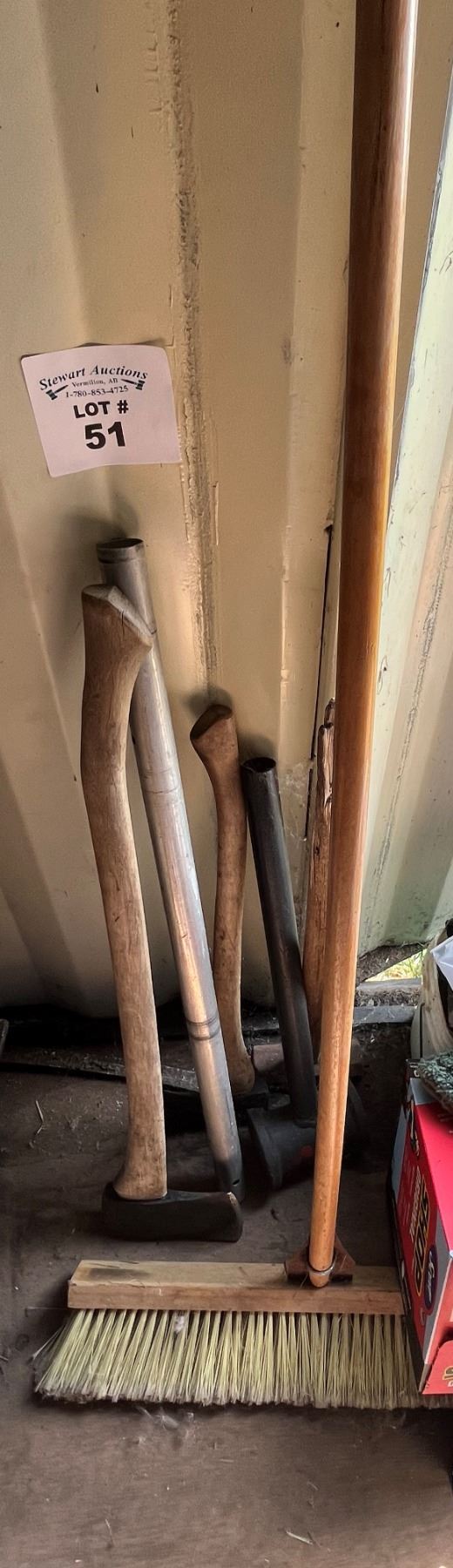 Post Mall, 2 axes, broom & heavy hammer