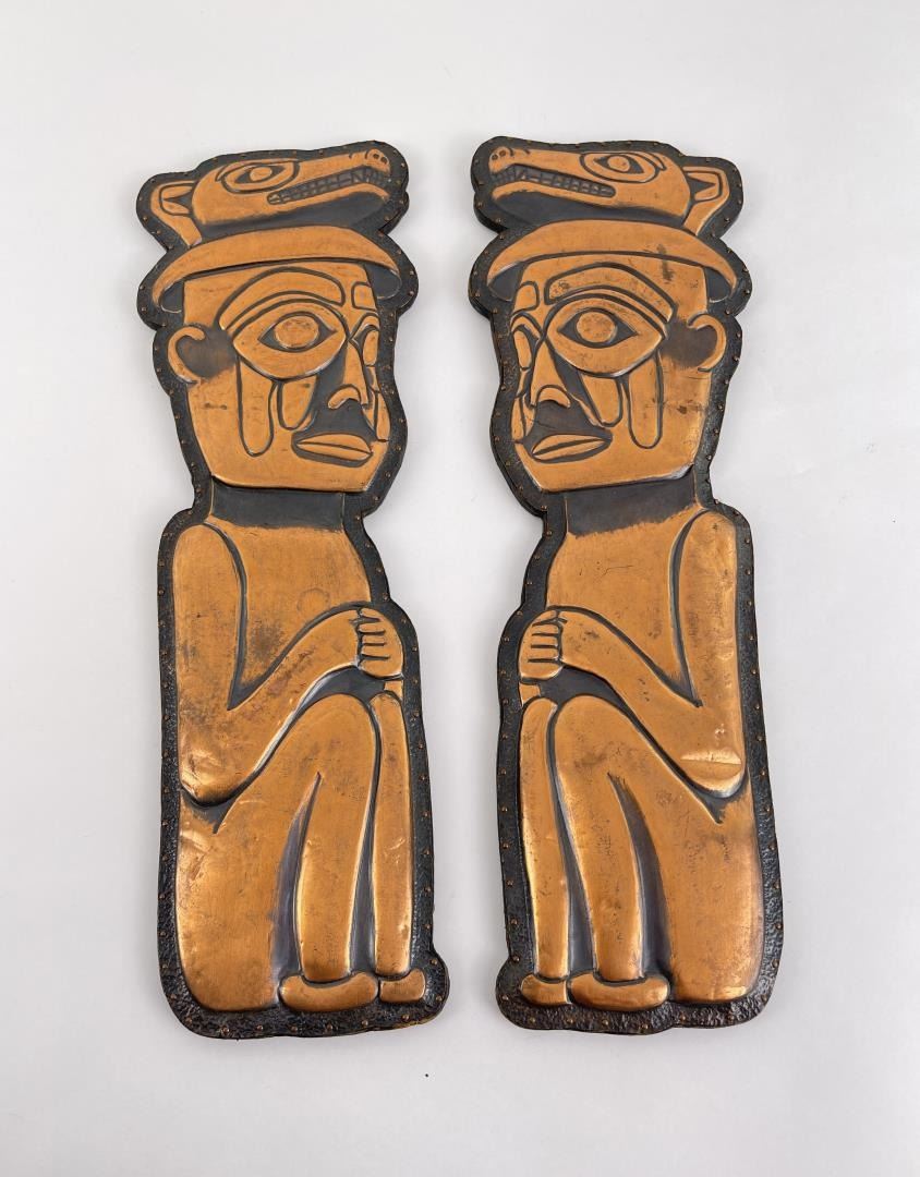 Haida Indian Hammered Copper Wall Sculptures