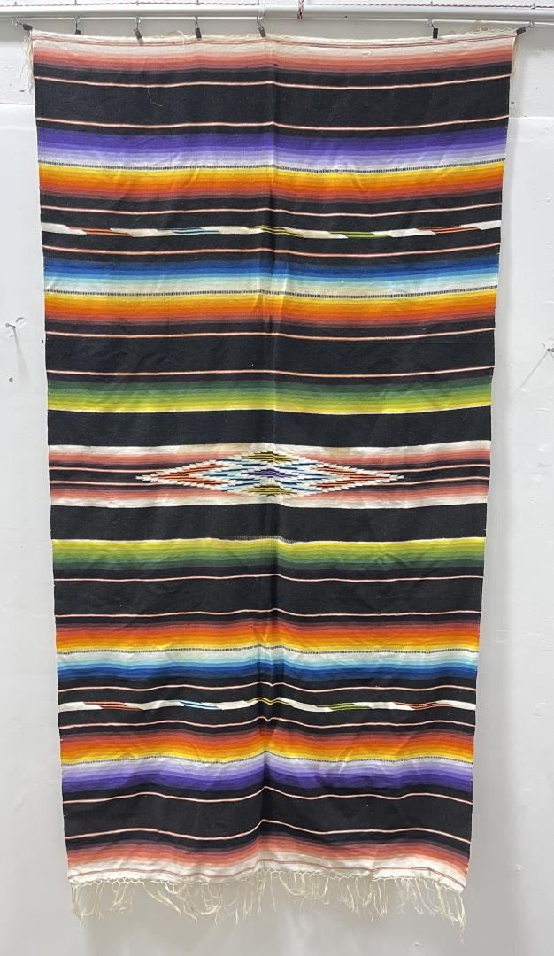 Antique Mexican Wool Serape Saltillo Blanket