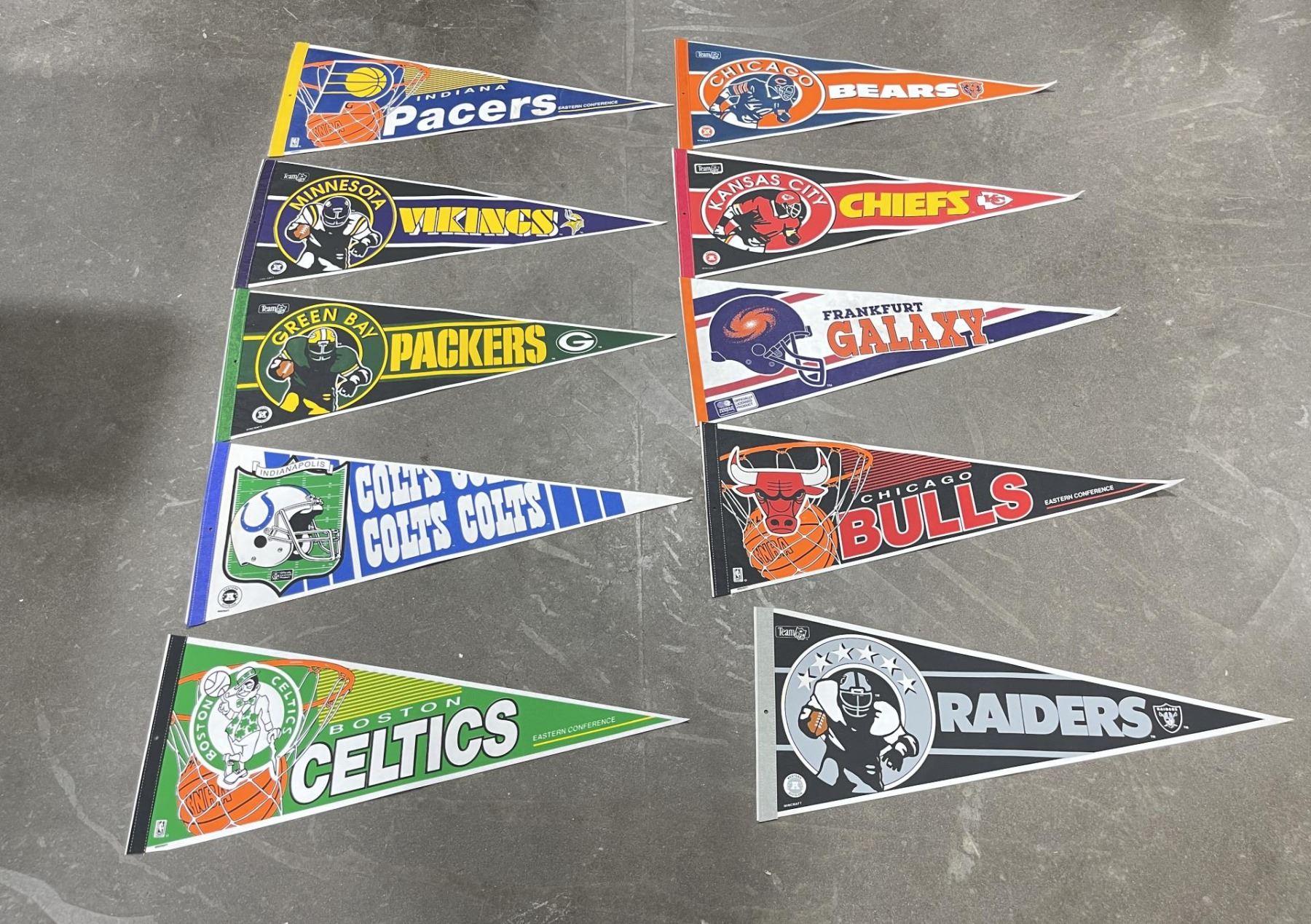Collection of NBA NFL Pennants