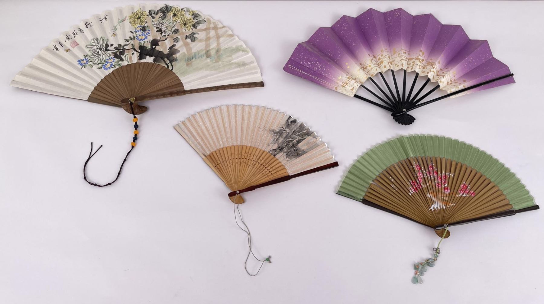 Antique Japanese Chinese Painted Fans