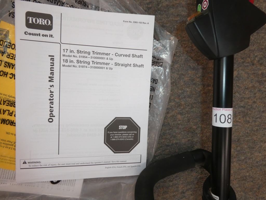Gas Power Toro 17" string trimmer - curved shaft