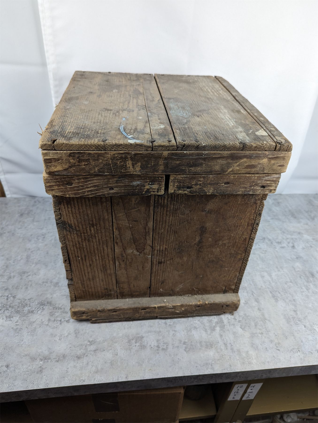 RARE! Vintage Burns Wood Box with Lid