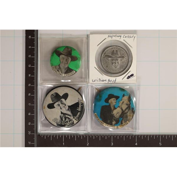 4 Hop A Long Cassidy Souvenirs 3 Buttons 1