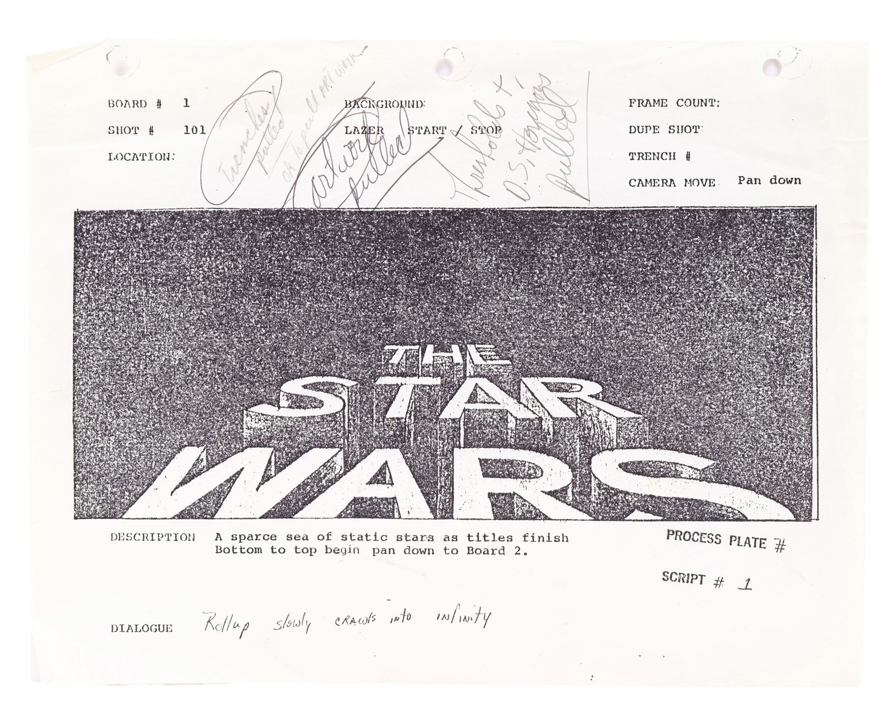 Lot #1286: STAR WARS: EPISODE IV - A NEW HOPE (1977) - Annotated ...