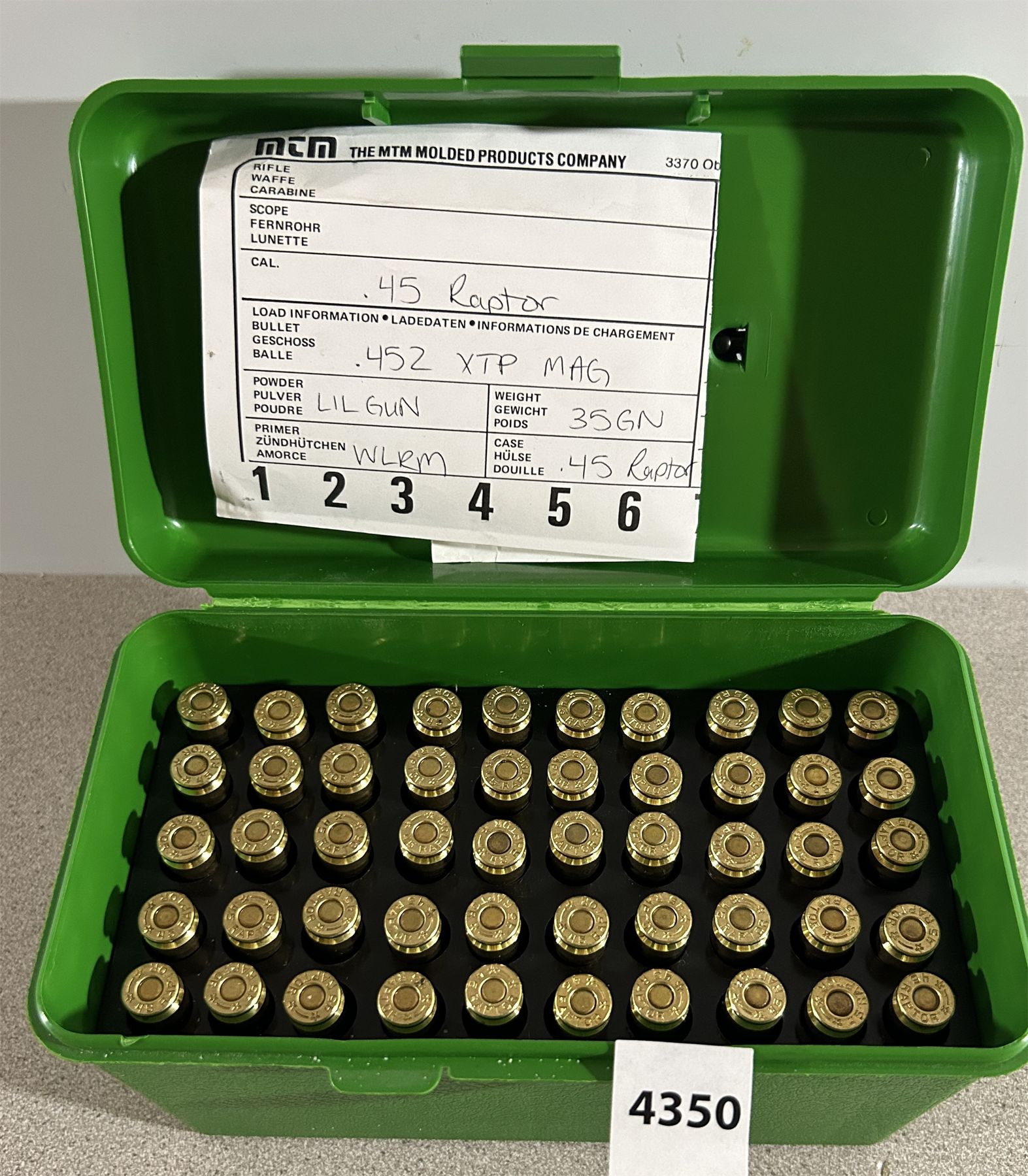 AMMO 50 X 45 RAPTOR RELOADS Kidd Family Auctions AMMO 50 X 45 RAPTOR RELOADS Kidd Family Auctions