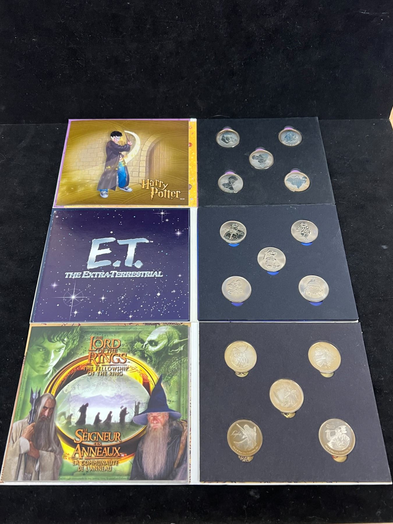 3 Collector Coin Sets - Harry Potter / The Lord of the Rings / E.T ...