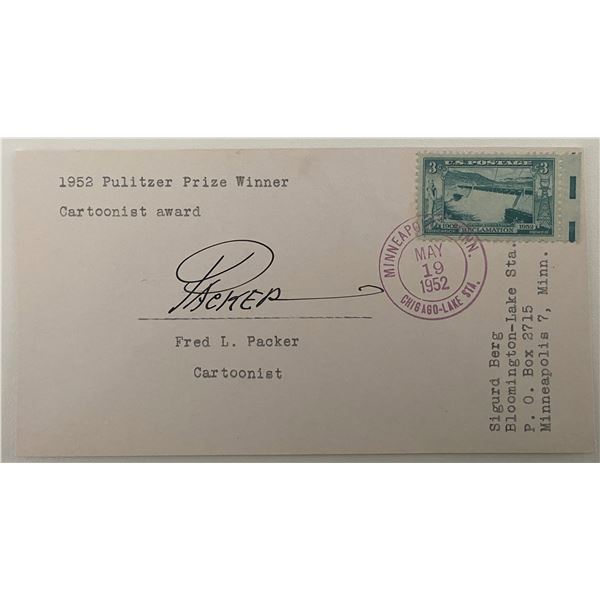 Cartoonist Fred L. Packer signed envelope