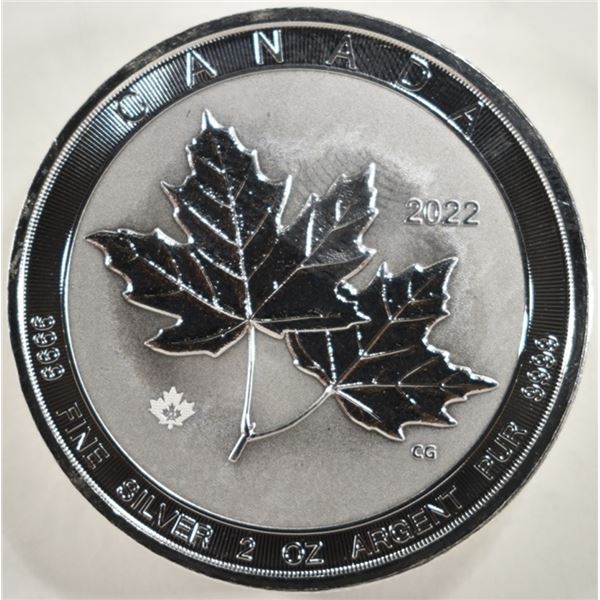 2022 2 OZ CANADIAN TWIN MAPLE LEAF .999 SILVER