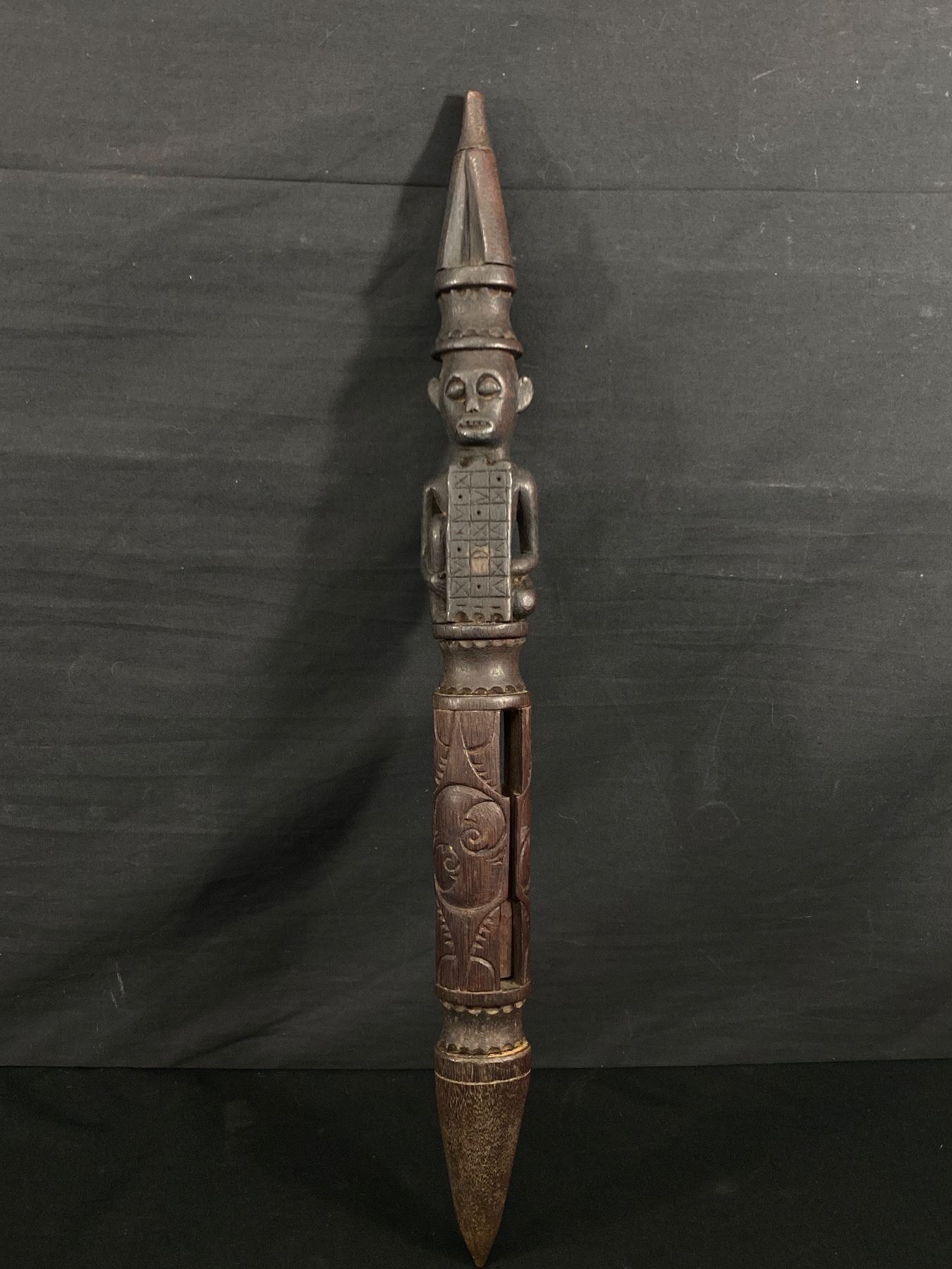 21" Long Carved Wooden Stick/Game