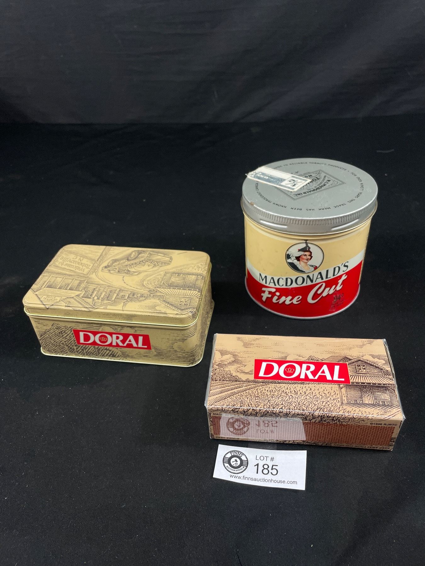 SealedBox of Doral Wooden Matches, Doral Tin Box & MacDonalds Tobacco Tin