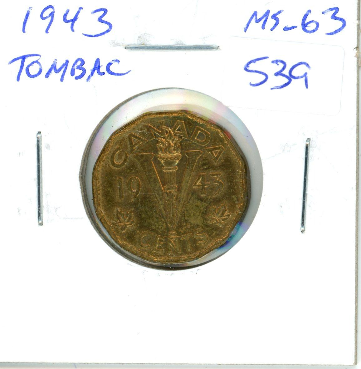 1943 Tombac 5 Cents. The last Tombac issued. MS-63. Nice. - Schmalz Auctions