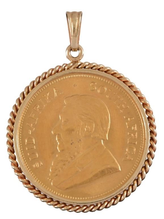 1976 South Africa 1 Oz Gold Krugerrand 14K Bezel