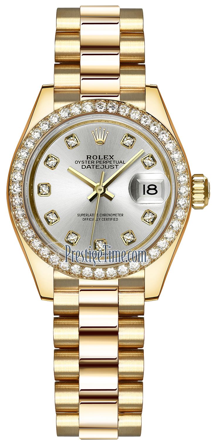 Rolex 28MM President YG with Diamond Bezel Model # 279138