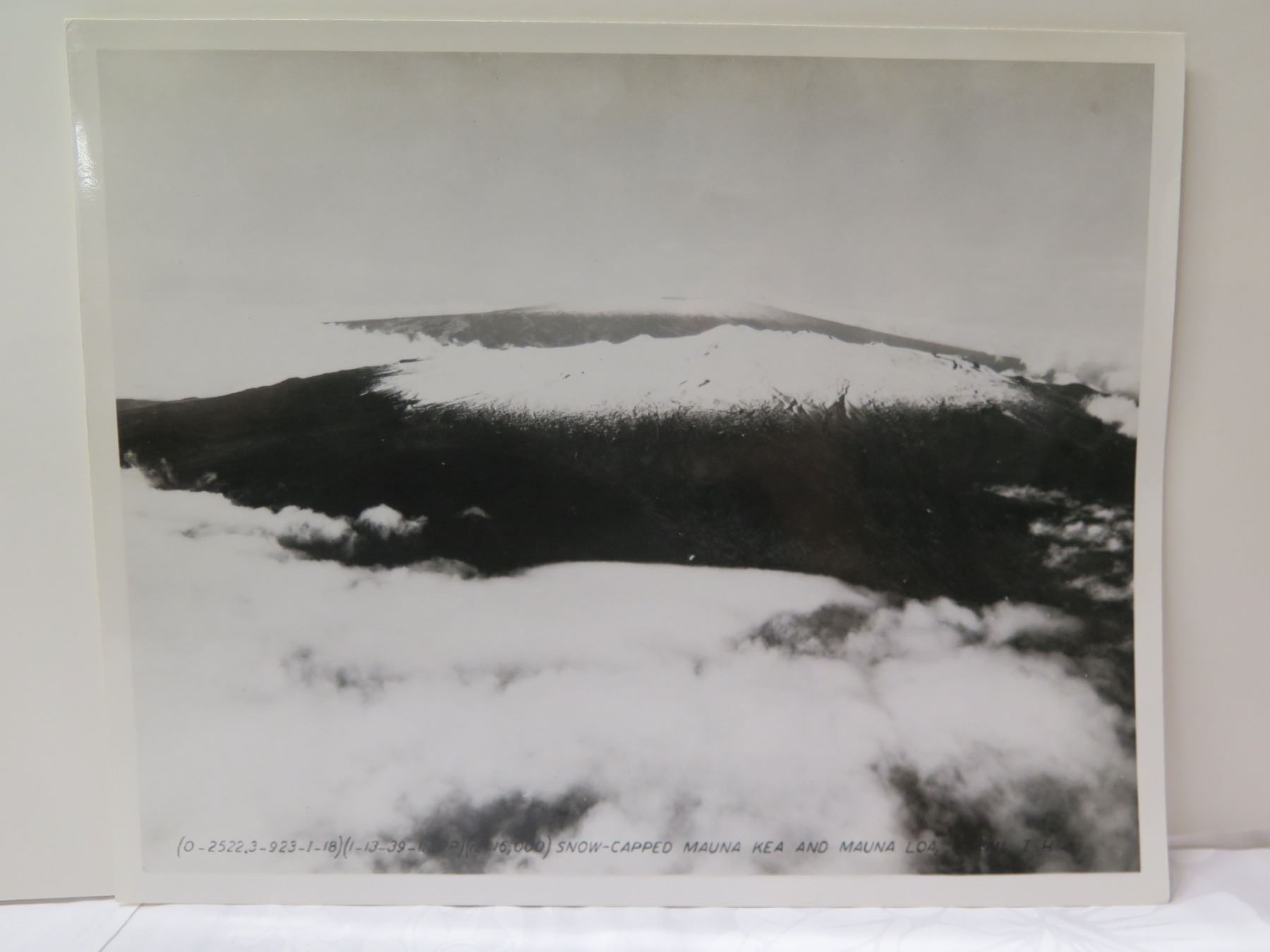 Original Aerial Photograph 6/13/1939 Snow Capped Mauna Kea & Mauna Loa ...