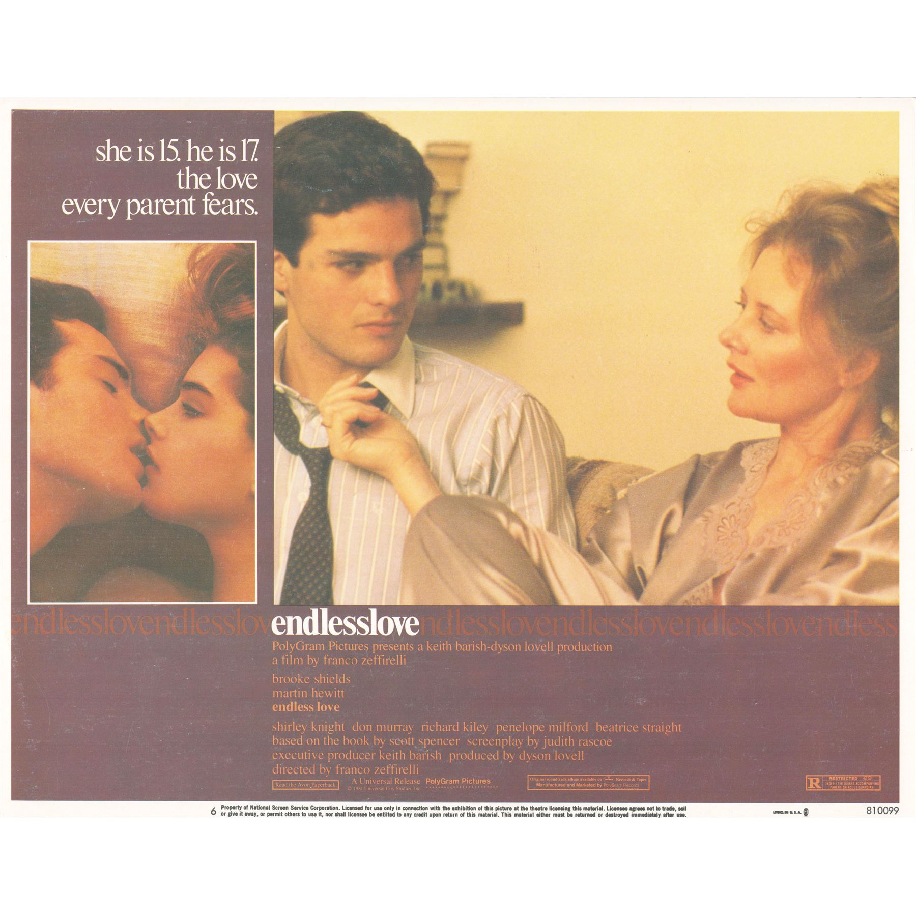 Endless Love 1981 original vintage lobby card