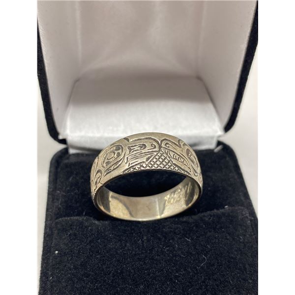 Vintage Sterling Silver Signed First Nation Beaver Ring