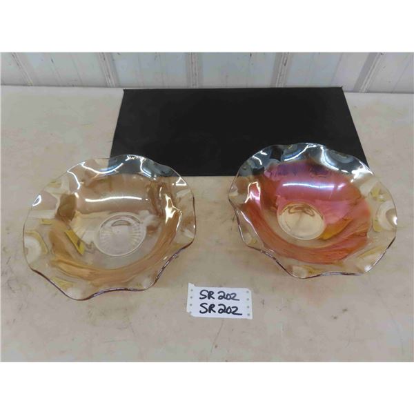2 Vintage Carnival Glass Bowls 11 Wide