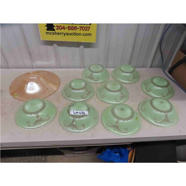 9 Vintage Green Glass Ceiling Light Shades 10 Gold Lamp Shade For
