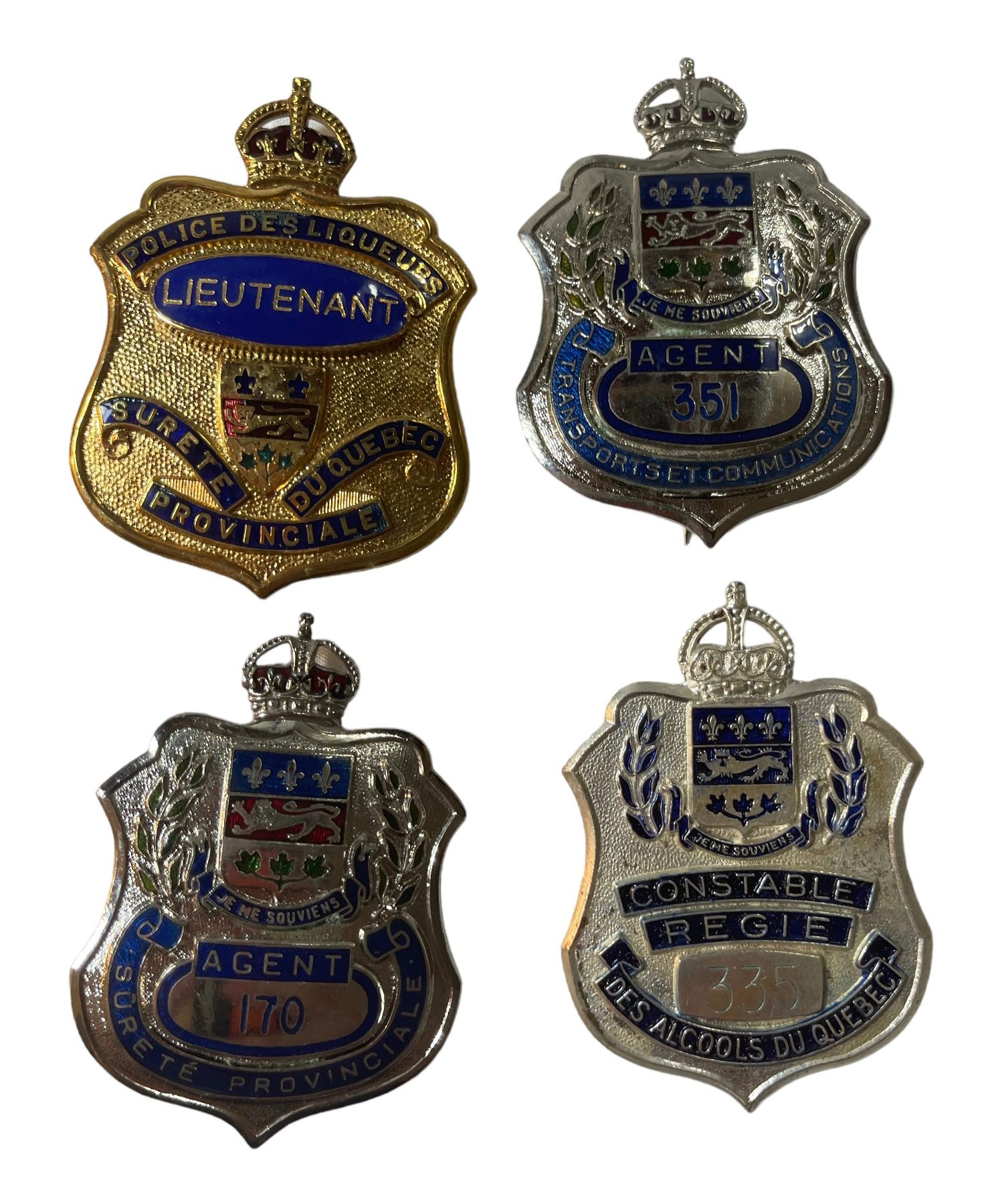 Lot of 4 Quebec Police Badges