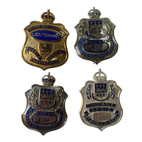 Lot of 4 Quebec Police Badges