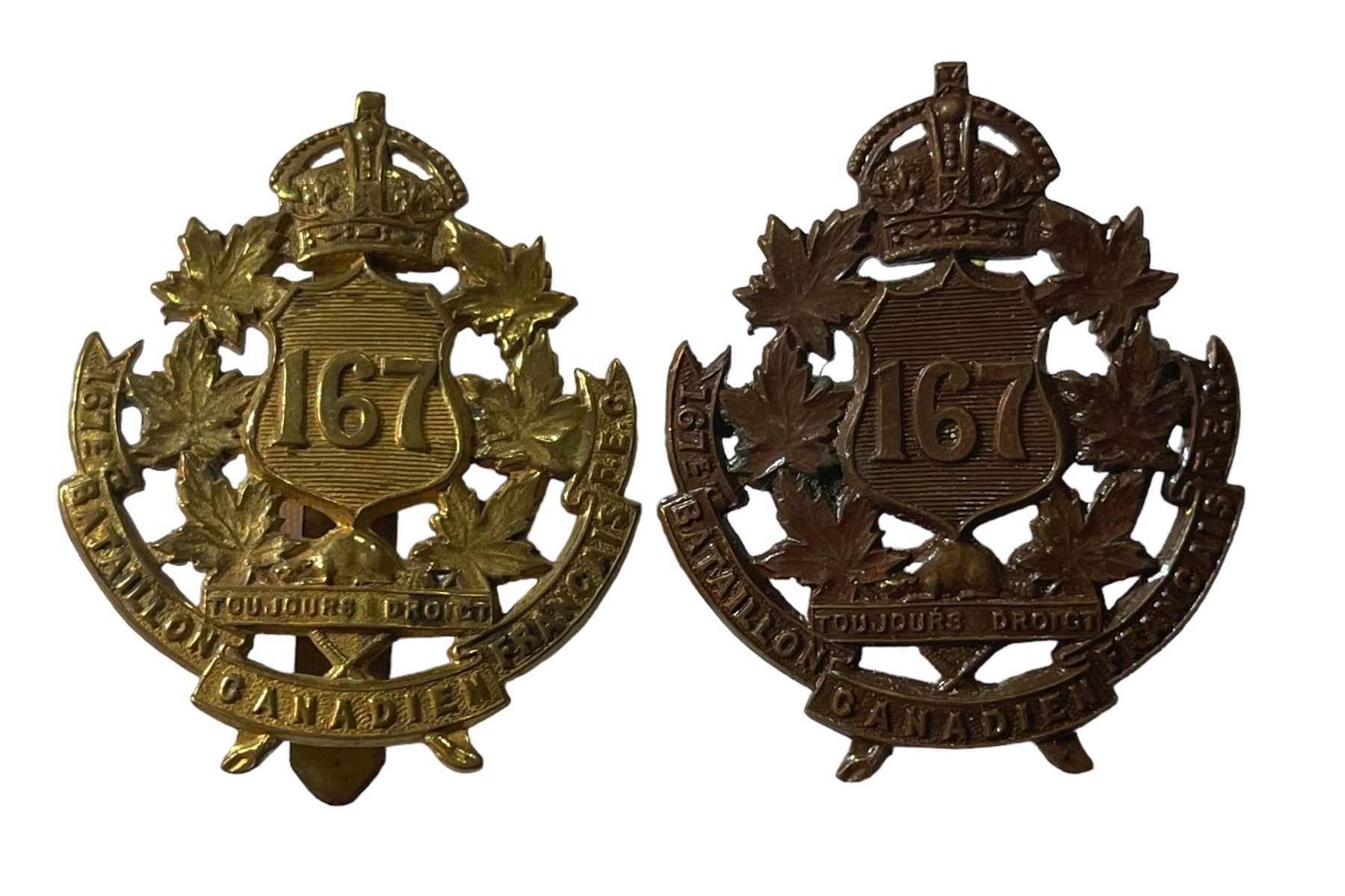 WW1 CEF 167th Battalion Cap Badge Lot