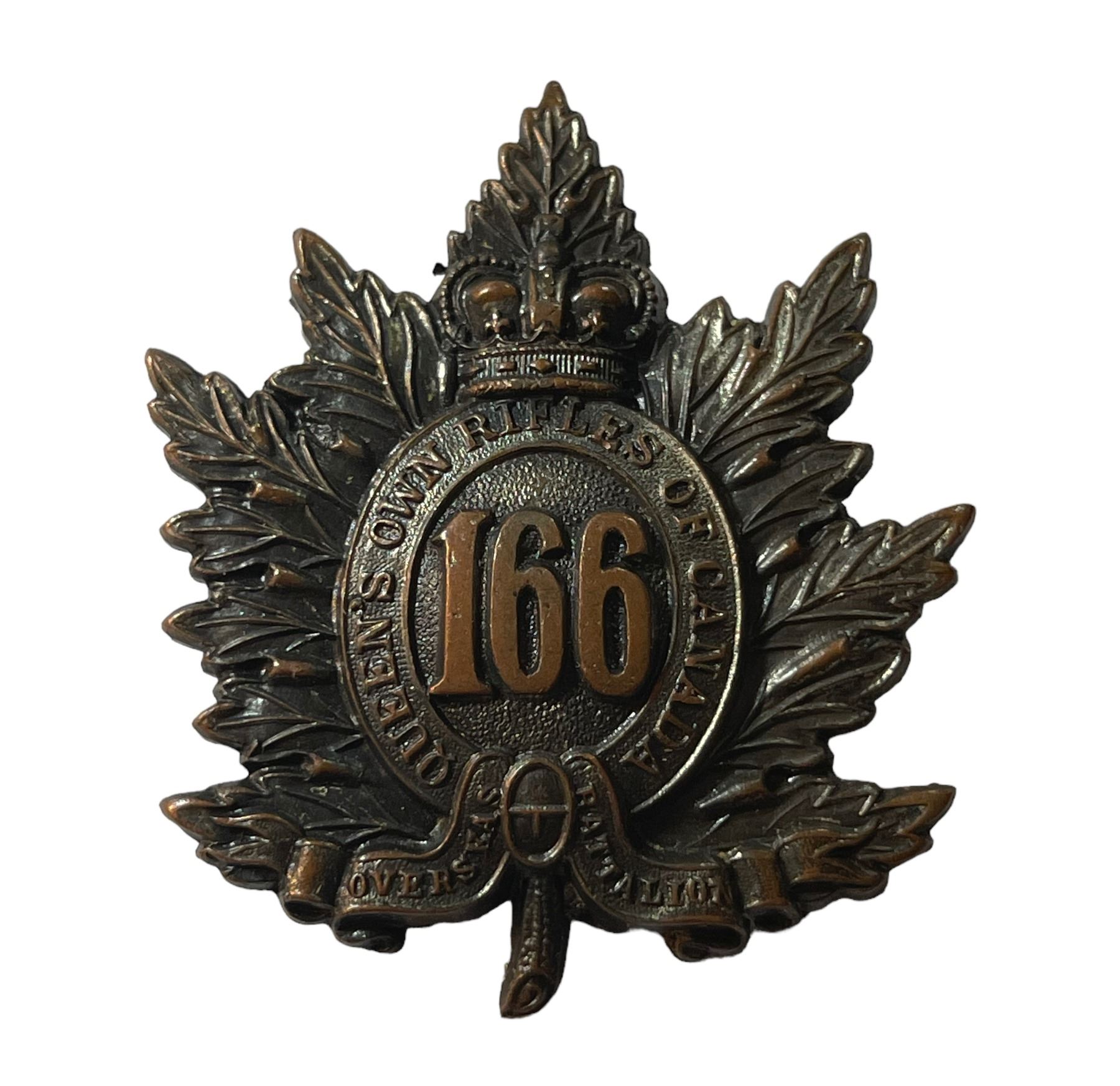 WW1 CEF 166th Battalion QOR Cap badge