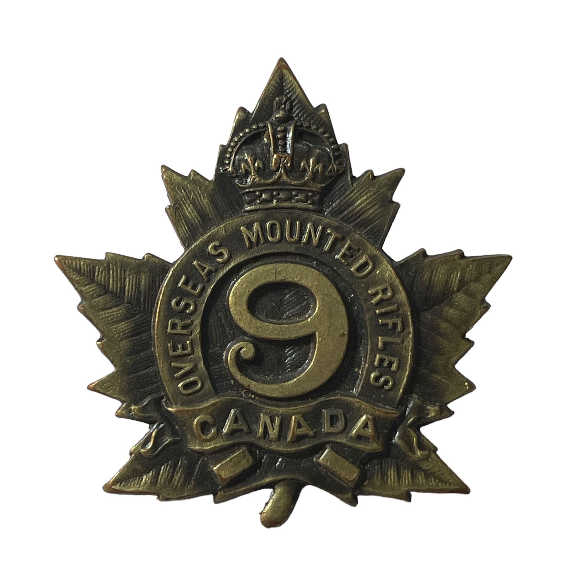 WW1 CEF 9th Canadian Mounted Rifles Cap Badge