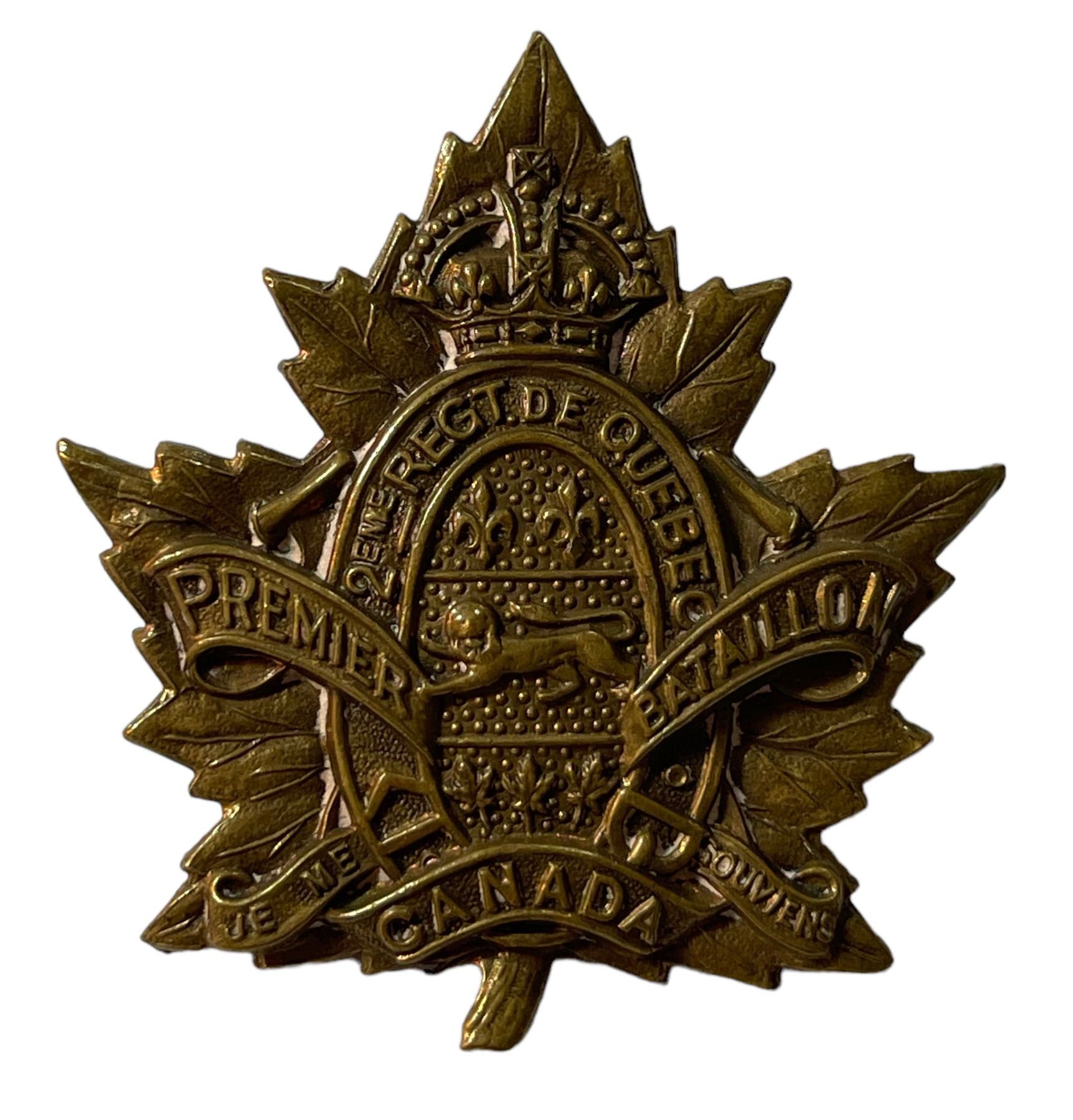 WW1 CEF 1st Depot Bn, 2nd Quebec Regiment Cap Badge