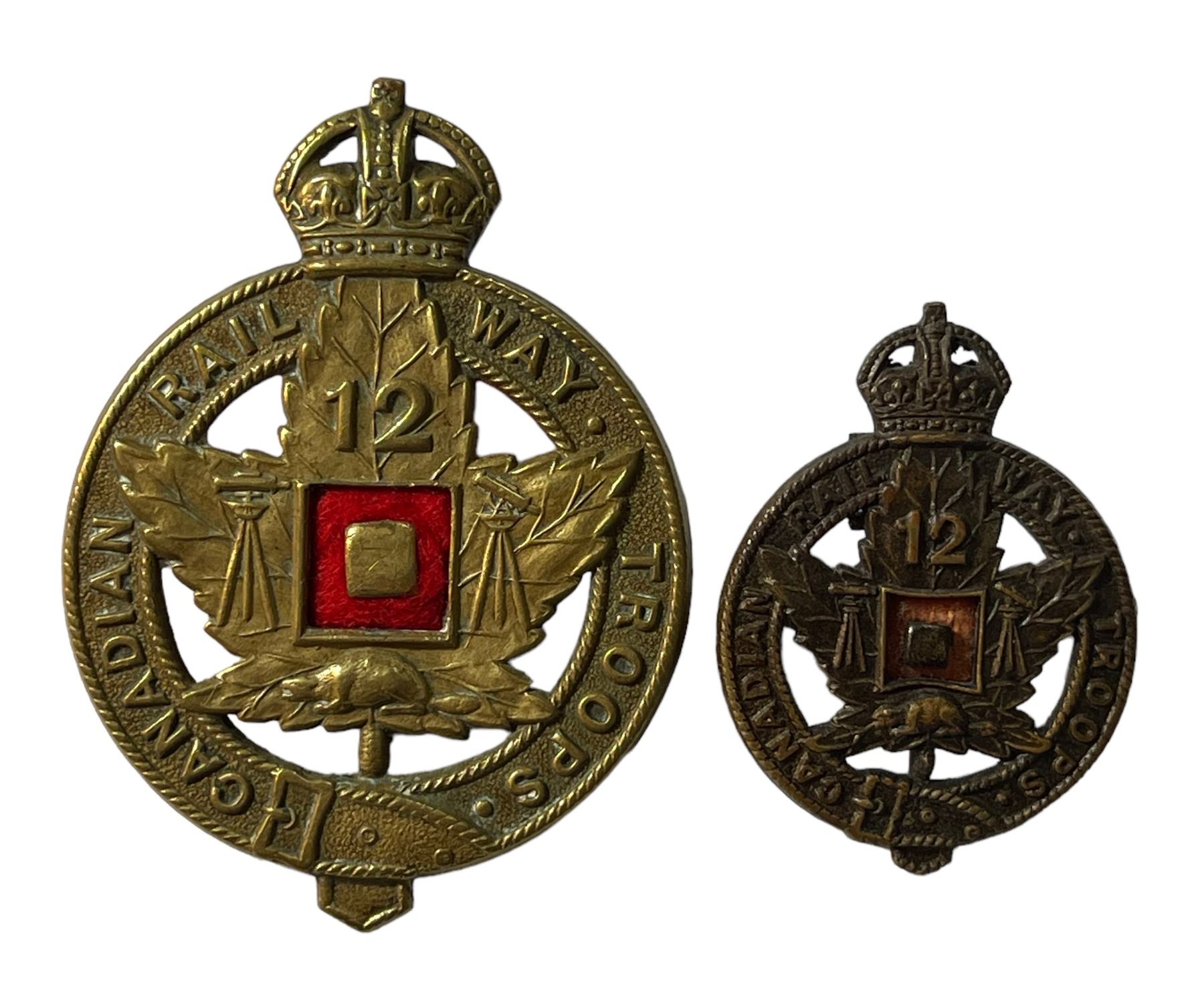 WW1 CEF 12th Railway Battalion (Canadian Railway Troops) Badge Set