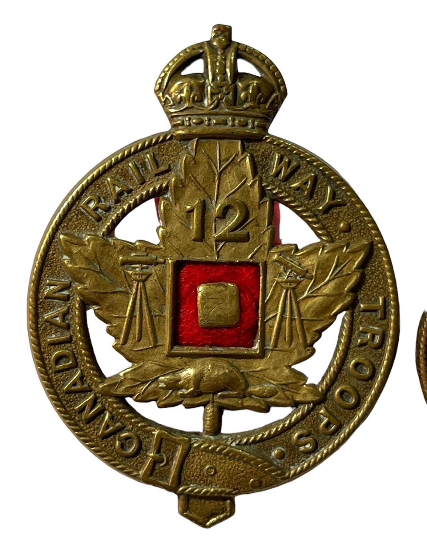 WW1 CEF 12th Railway Battalion (Canadian Railway Troops) Badge Set