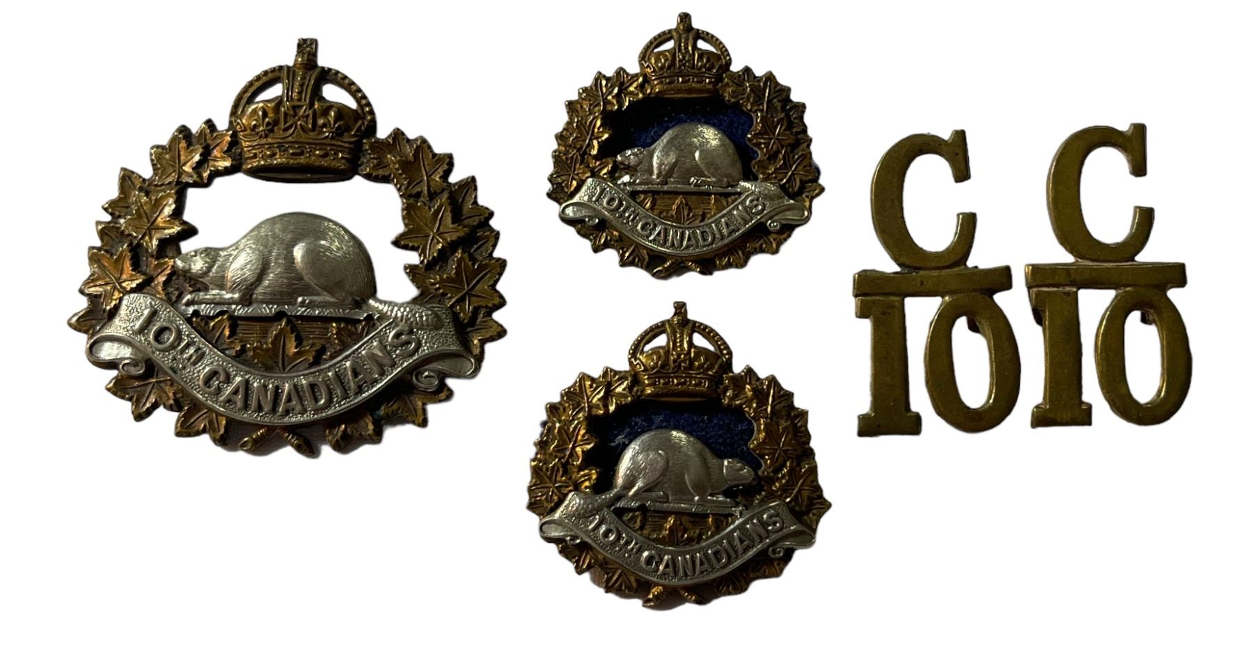 WW1 CEF 10th Battalion OFFICERS Badge Set