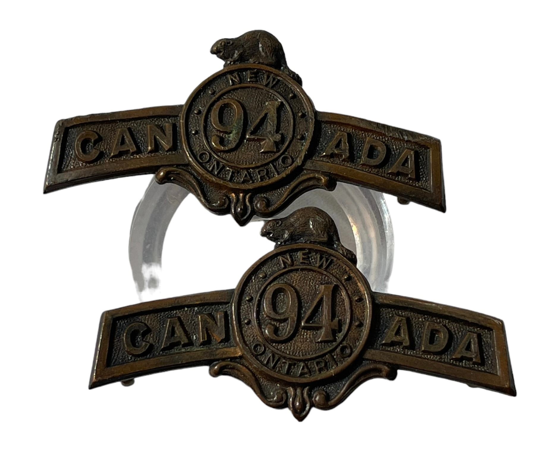 WW1 CEF 94th Battalion Shoulder Title Badge Pair